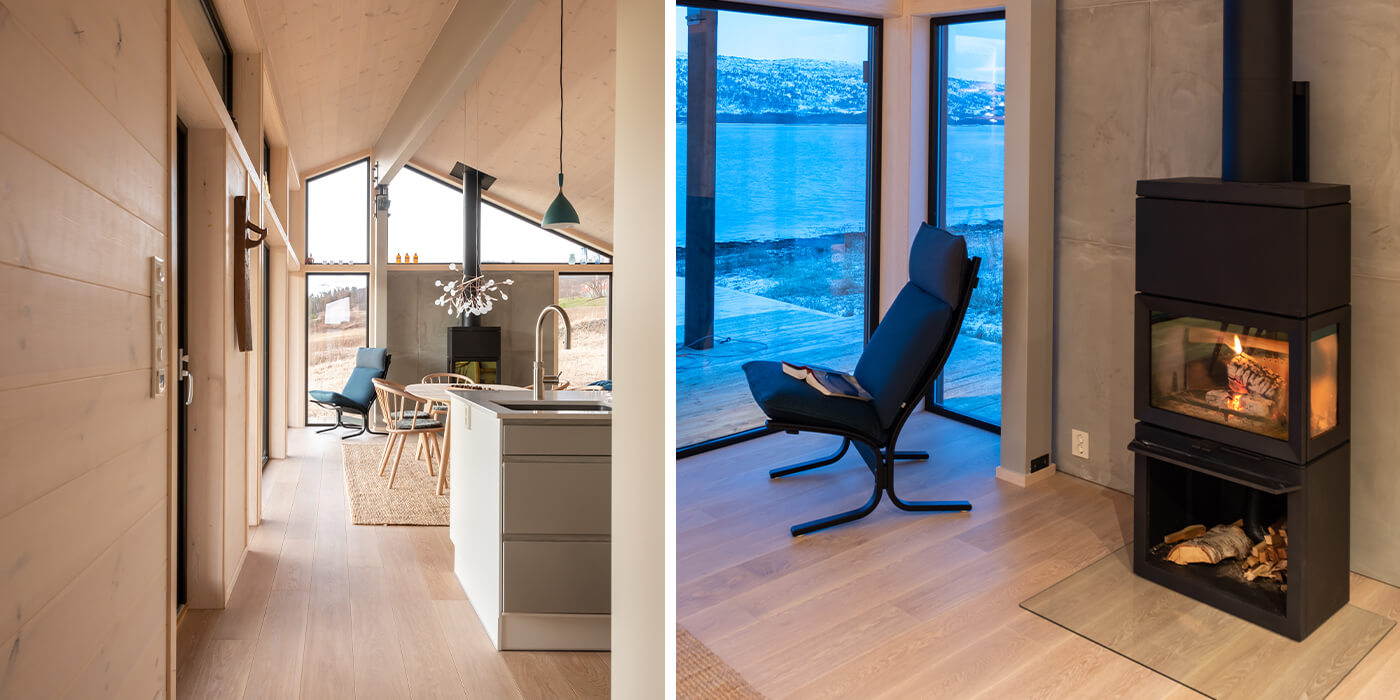 Heat-retaining wood-burning stove in an architect designed cabin | Jotul